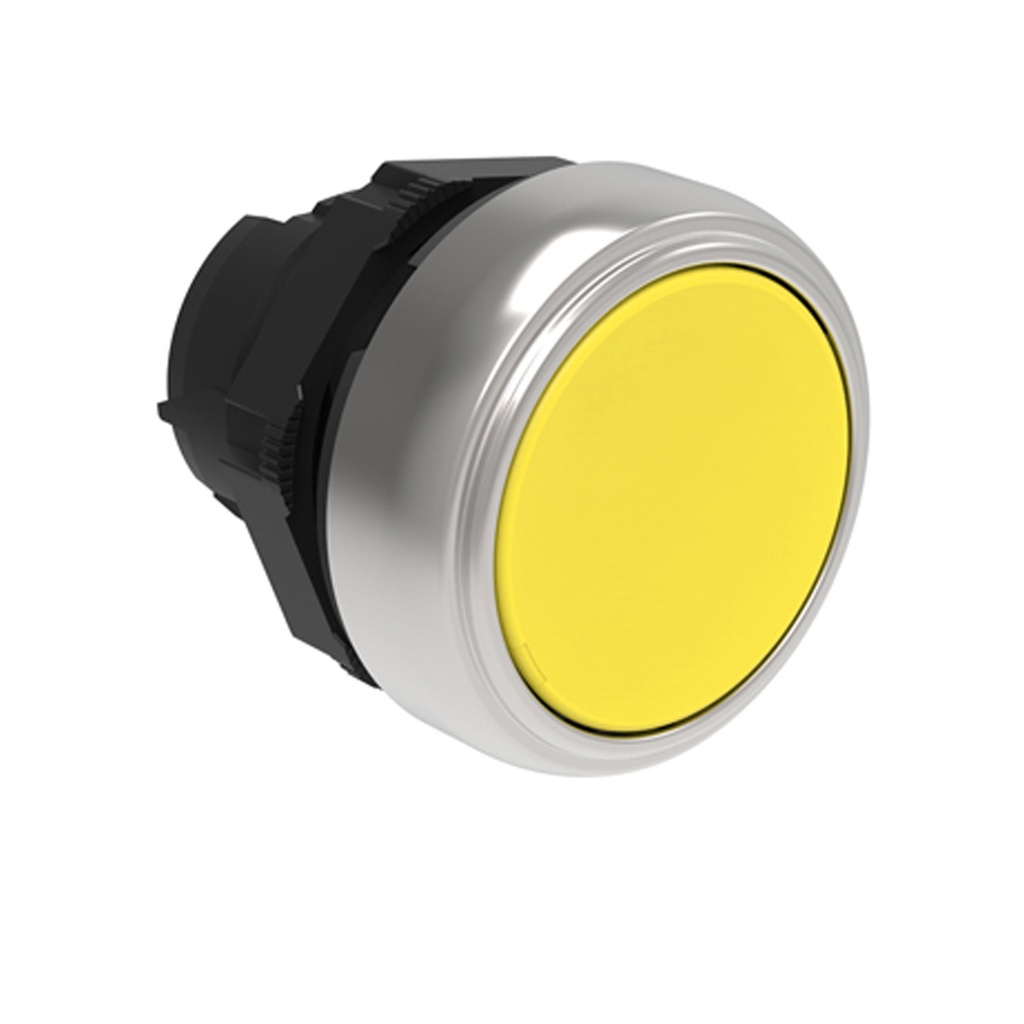 22mm Plastic Push Button, Momentary, Flush, Yellow | SourceASI